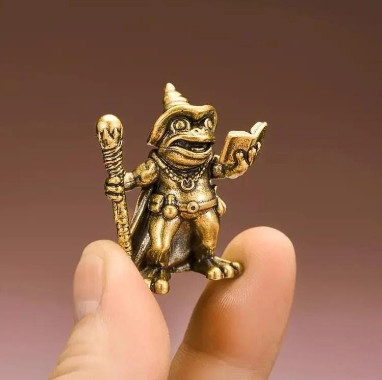 Vintage Brass Frog Wizard Figurine: Magic Wand Statue - Etsy