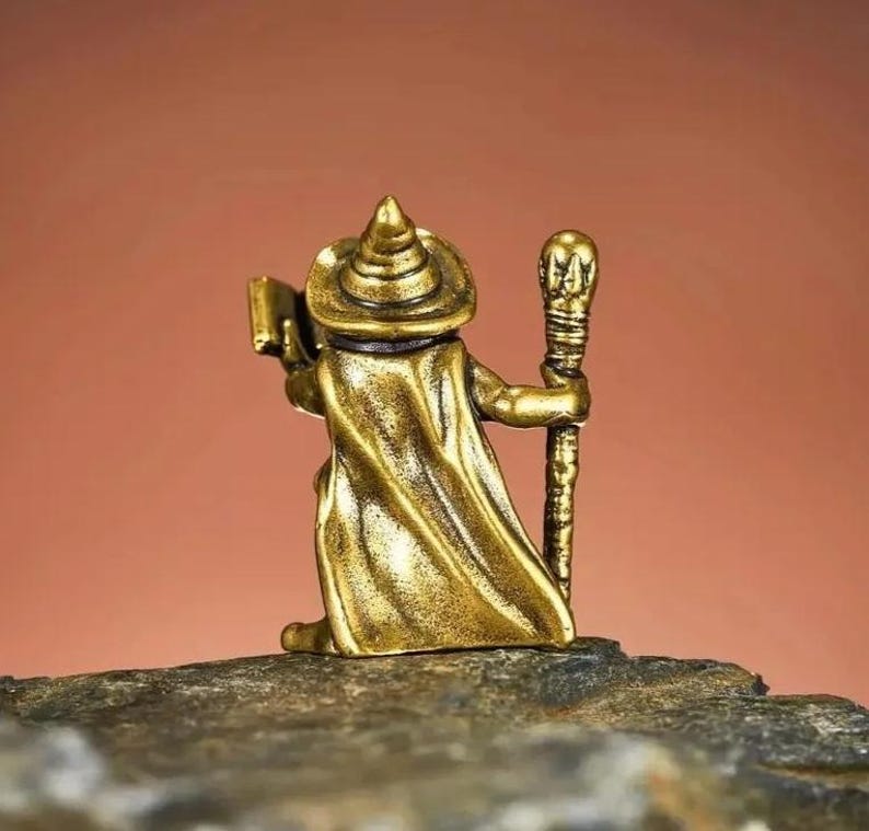Vintage Brass Frog Wizard Figurine: Magic Wand Statue - Etsy