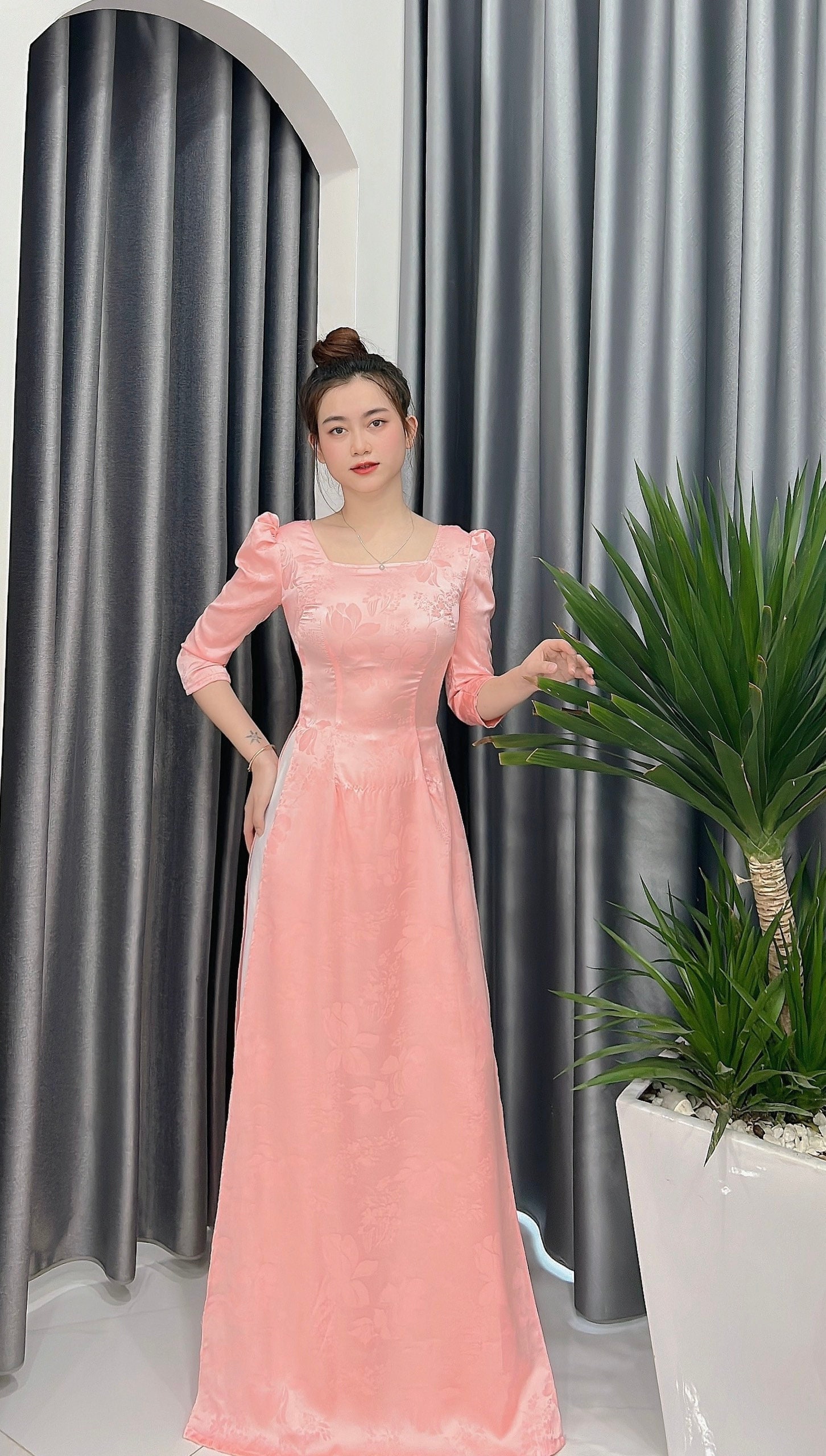 Ao Dai Co Vuong/ao Dai Lua Thai Tuan/set Ao Dai Thai Tuan - Etsy