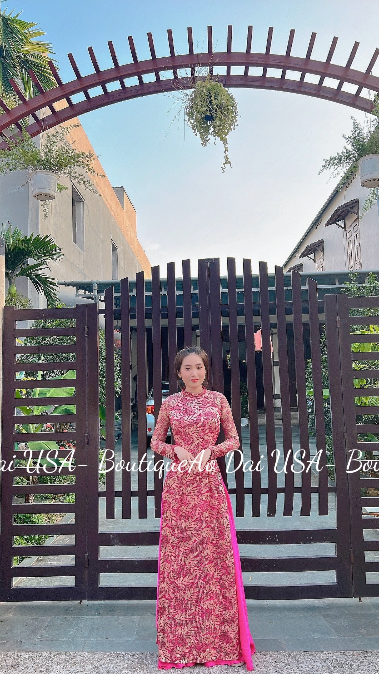 Double Layers Lace Ao Dai Set Pre-made Vietnamese Long Dress Pants ...