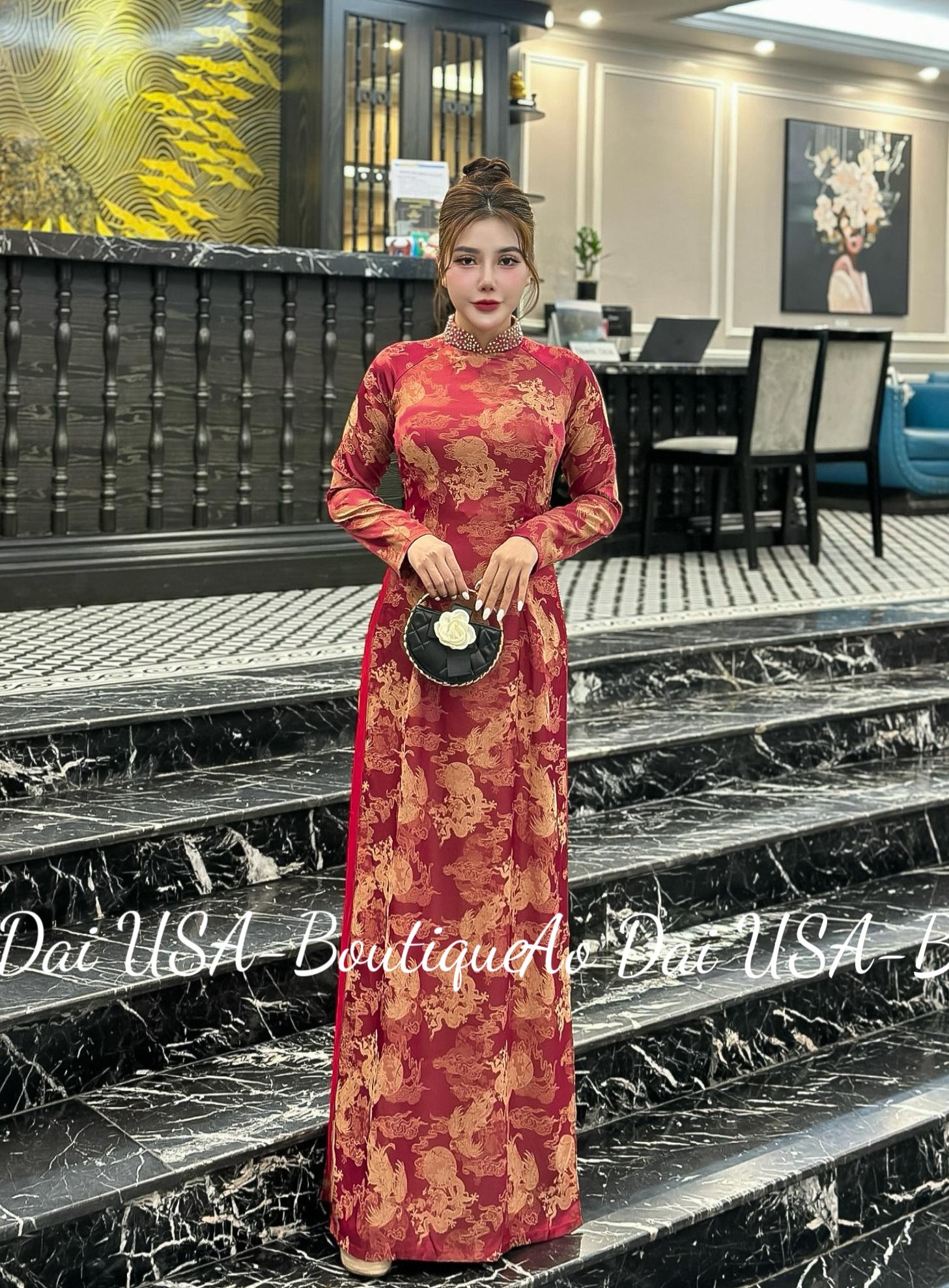 Ao Dai Lụa Tơ Tằm Long Phung Thái Tuấn/ao Dai Design With Pearl/ Pre ...