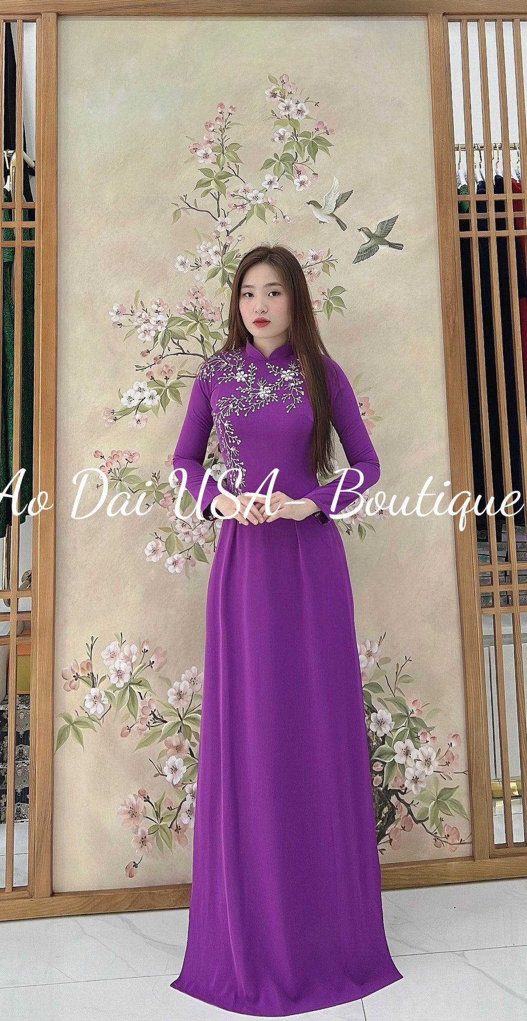 Ao Dai Thai Tuan Đính Kết/ Set Ao Dai Tim/ Ao Dai Design/pre-made ...