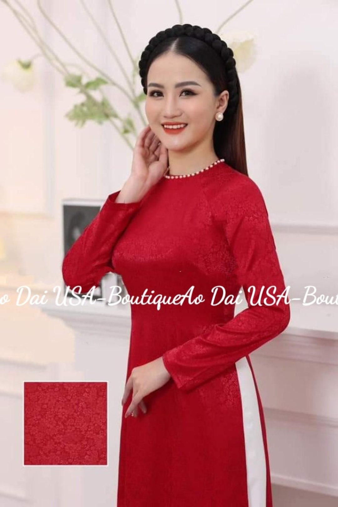Set Ao Dai Lua Tra Mi/pre Made Vietnamese Long Dress Pant Included ...