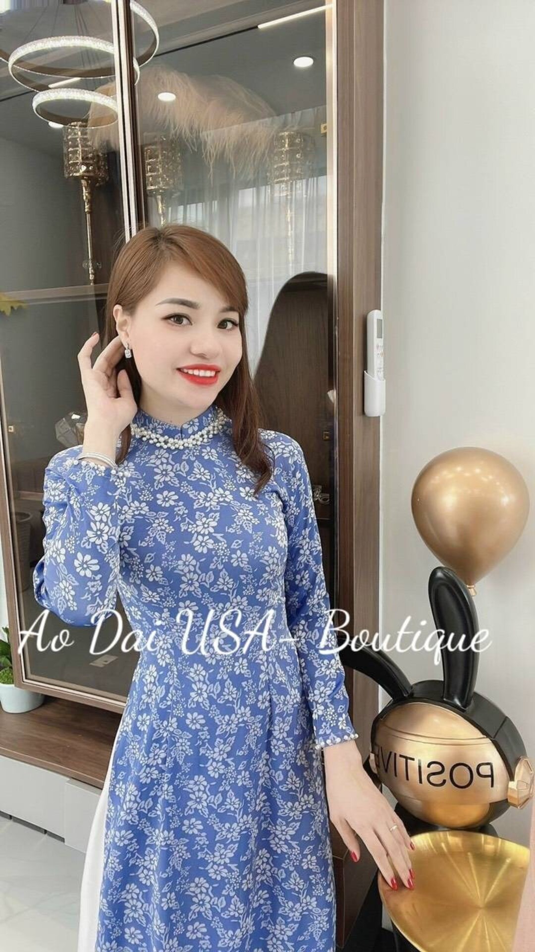 Ao Dai Thai Tuan/ Blue Ao Dai Thai Tuan/ NO Includes Pants/ Ao Dai Viet ...