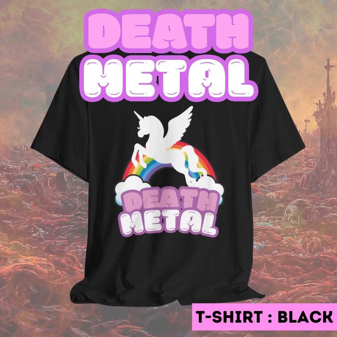 Death Metal Funny Kawaii Rainbow Unicorn T-shirt | Heavy Metal Fan ...