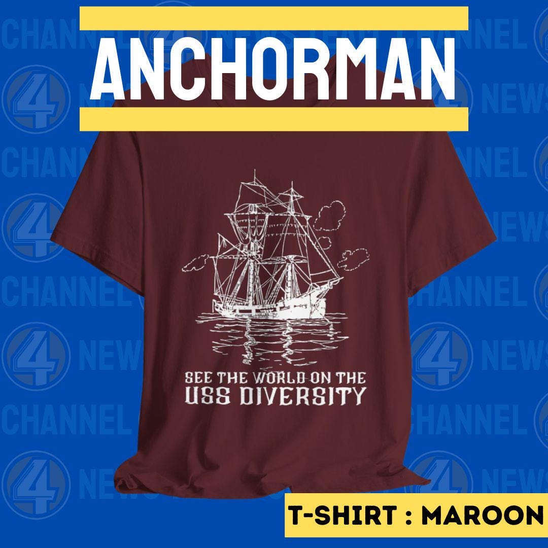 Funny Anchorman Diversity Old Wooden Ship T-shirt | Ron Burgundy Shirt ...