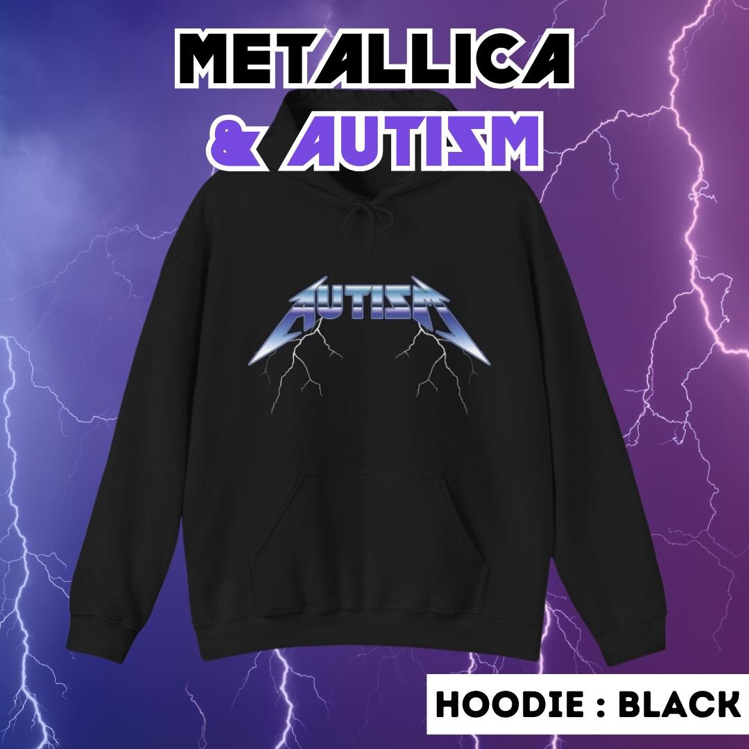 Autism Metal Gradiant Lightning Hooded Sweatshirt | Metallica Funny ...