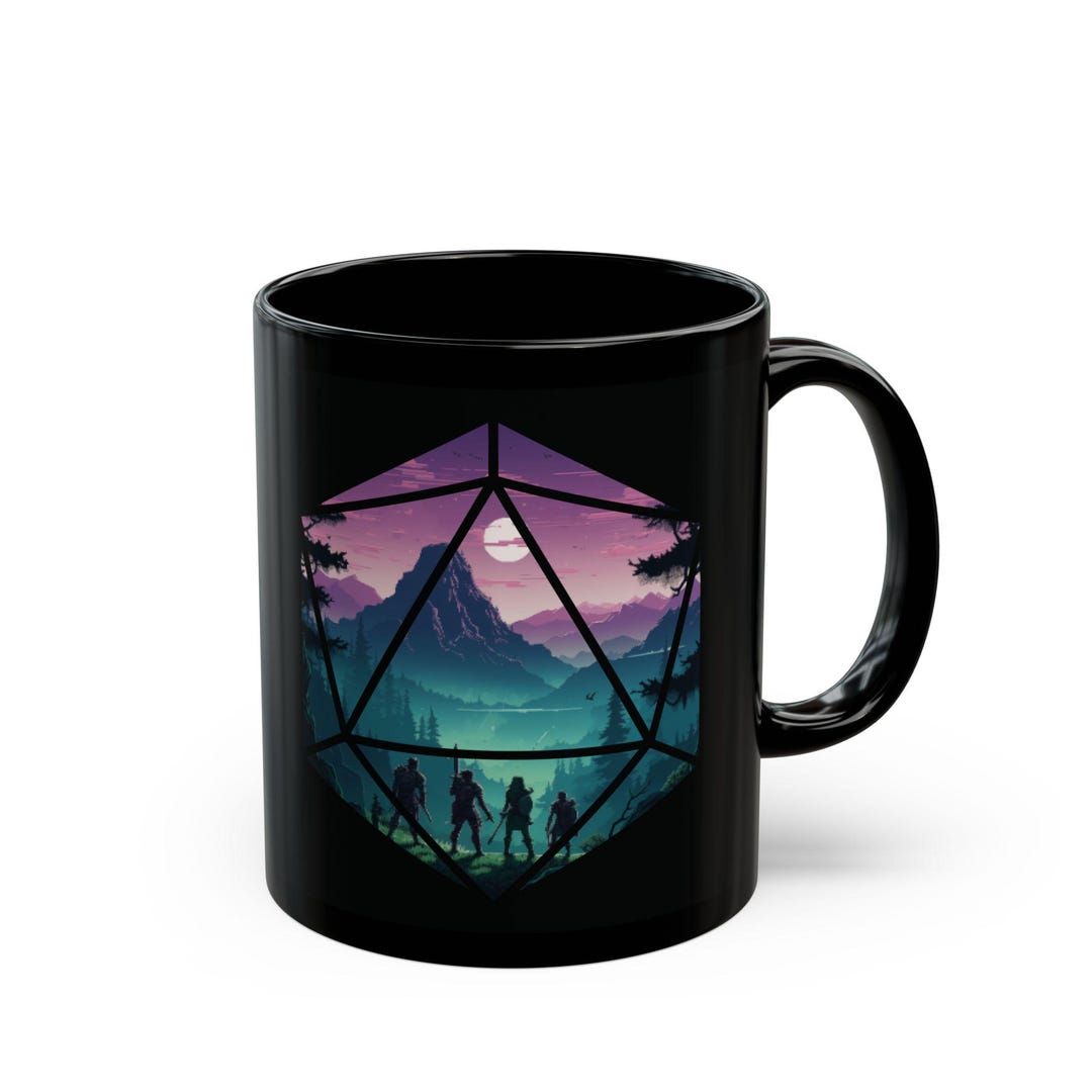 Dnd Adventurers Forest and Mountains Mug Black 11oz 0.33L Dungeons and Dragons Mug Dnd Fan ...