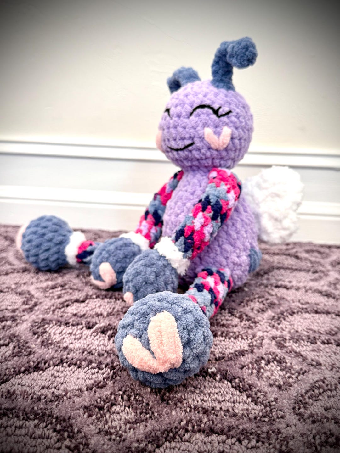 Maeve the Mini Hug Bug - Handmade Crochet Plushie, Soft Purple Bug ...
