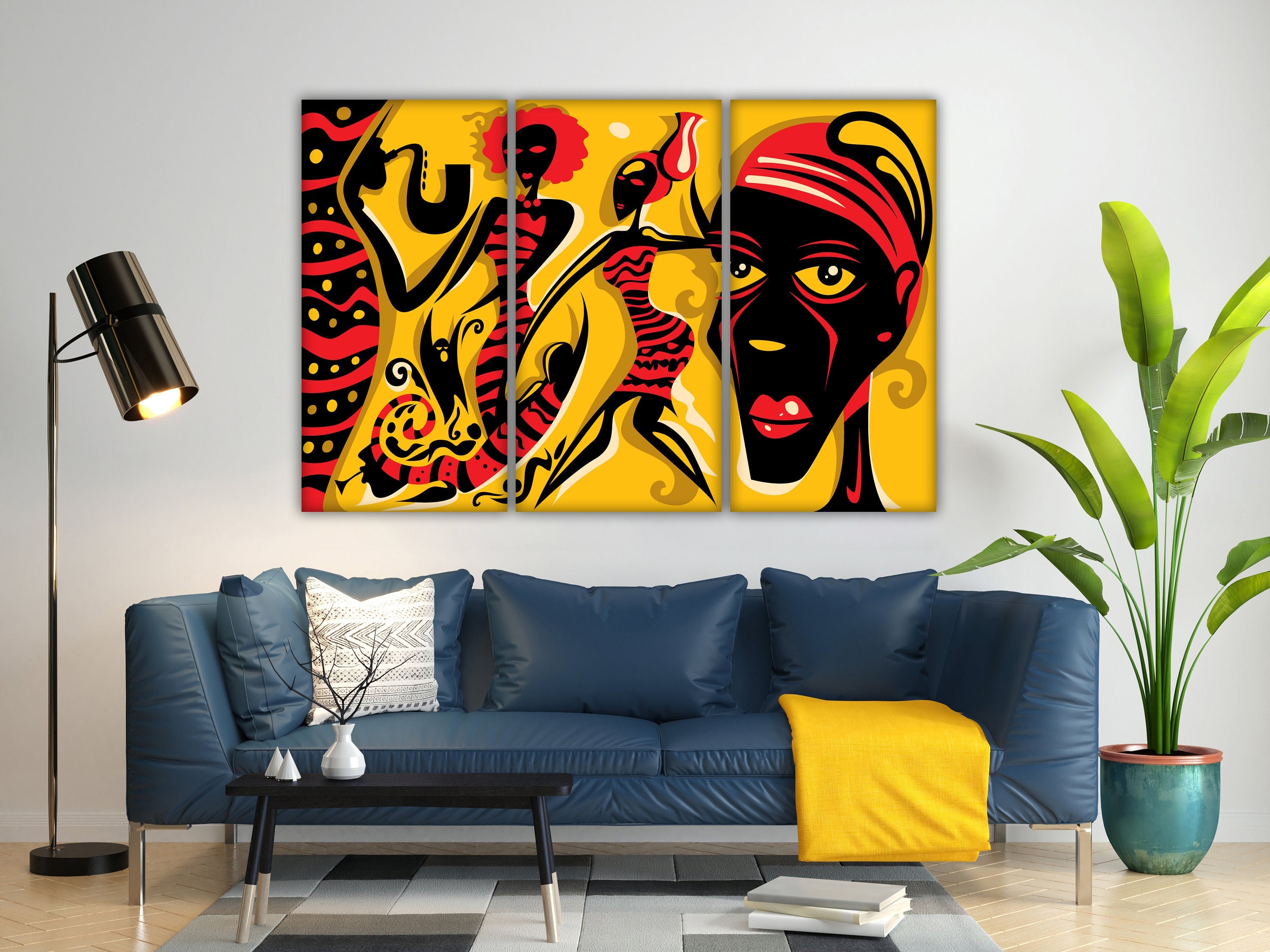 African Framed Canvas African Modern Art Large Wall Art Trendy Art ...