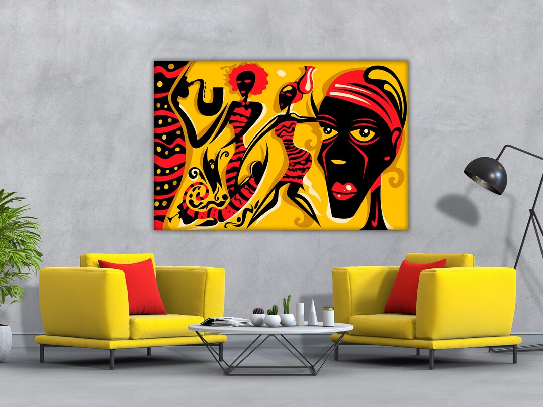 African Framed Canvas African Modern Art Large Wall Art Trendy Art ...