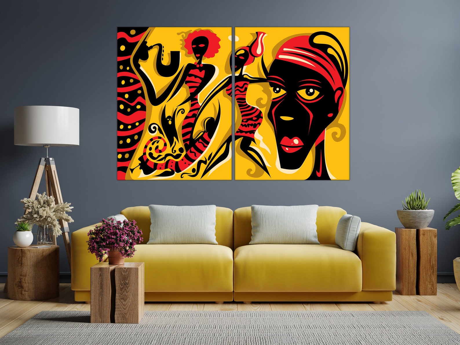 African Framed Canvas African Modern Art Large Wall Art Trendy Art ...