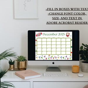 Editable December 2025 Calendar, Printable Calendar W/ Pretty Christmas ...