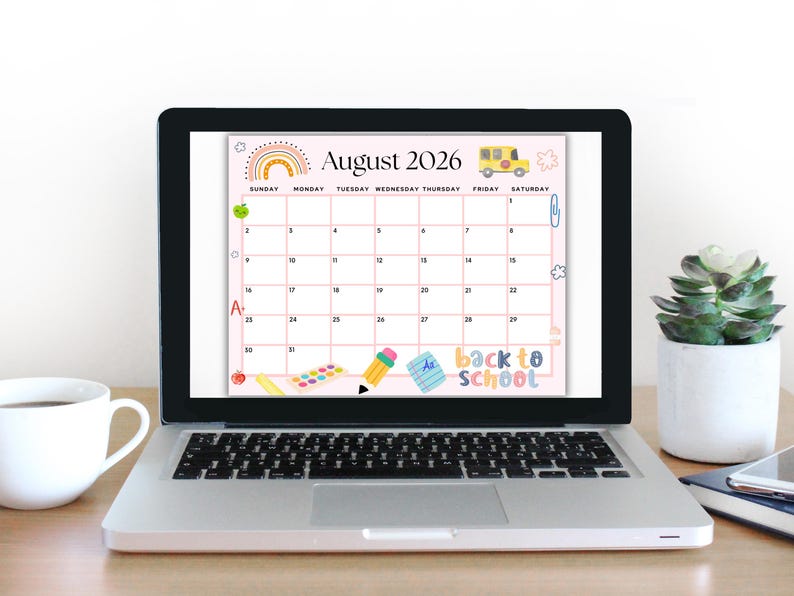 EDITABLE August 2026 Calendar, Printable Back to School Calendar W ...