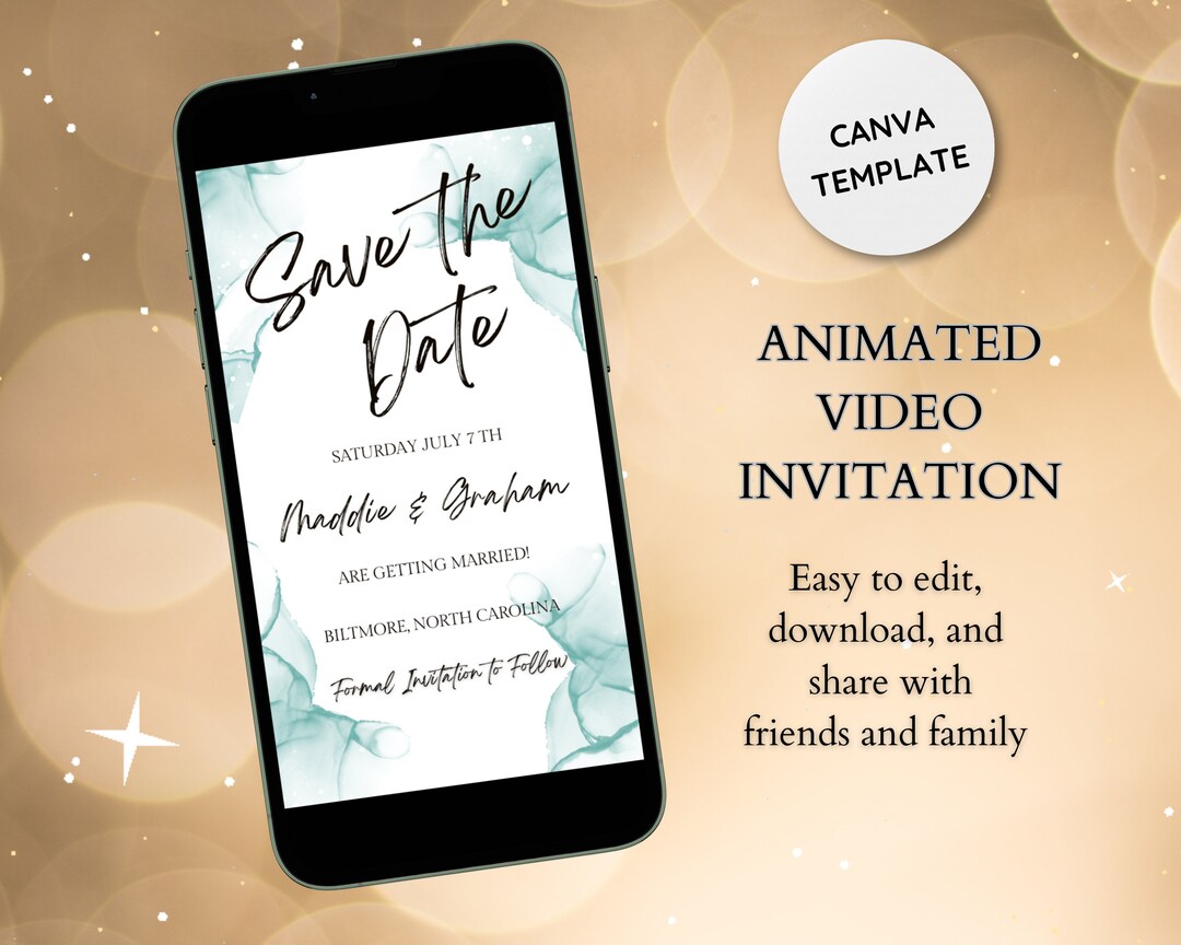 Save the Date Digital Wedding Invitation- Animated Video Wedding Invite ...