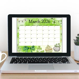 Editable March 2026 Calendar, Printable Calendar W/ Happy St Patricks ...