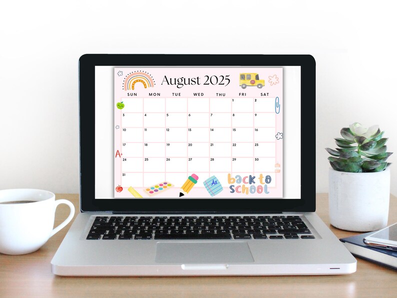 EDITABLE August 2025 Calendar, Printable Back to School Calendar W ...