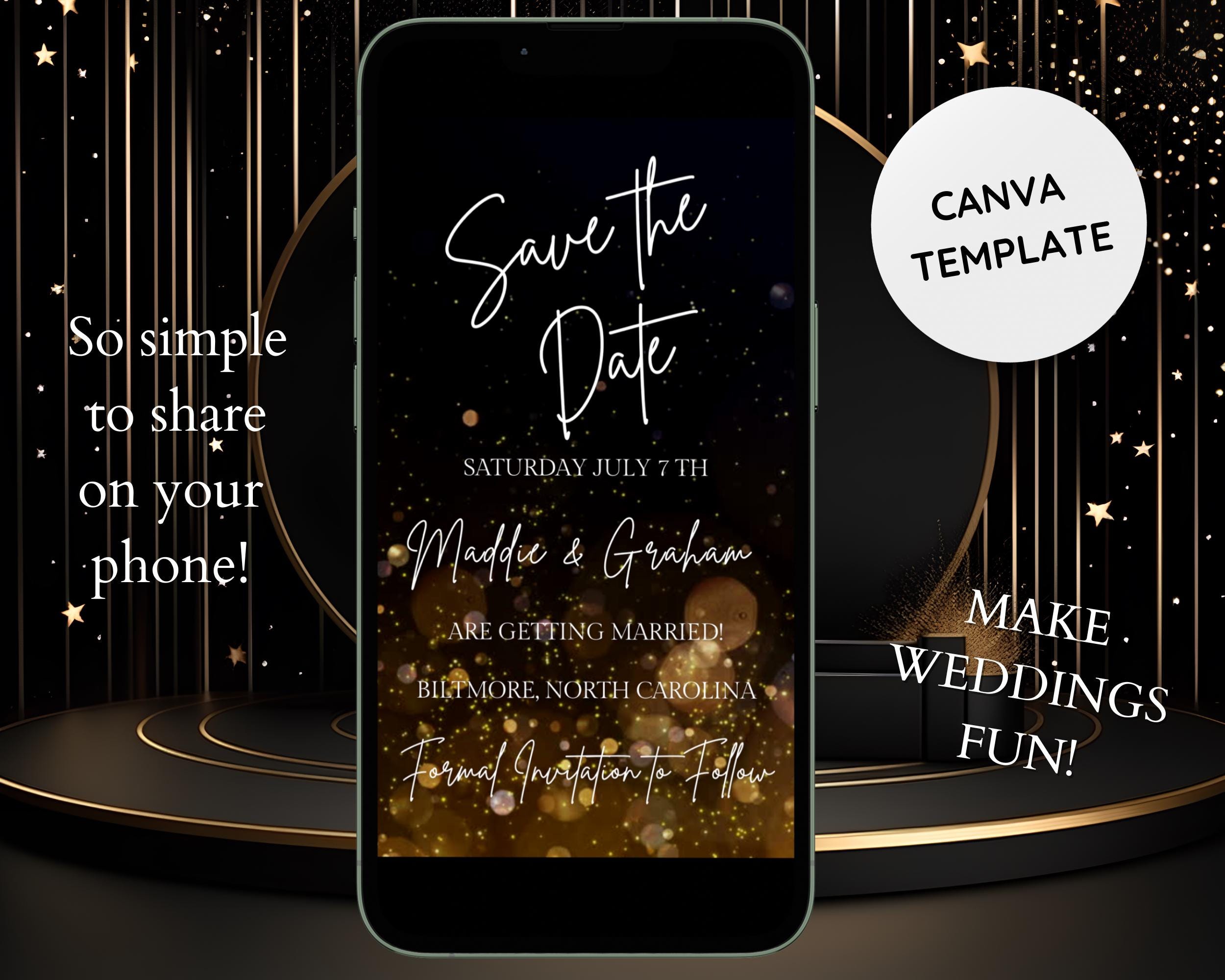 Editable Save the Date Digital Wedding Invitation- Animated Video ...