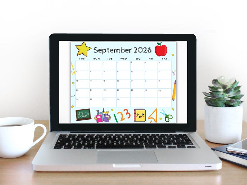 EDITABLE September 2026 Calendar, Printable Back to School Calendar W ...