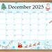 Editable December 2025 Calendar, Printable Calendar W/ Christmas Snow ...