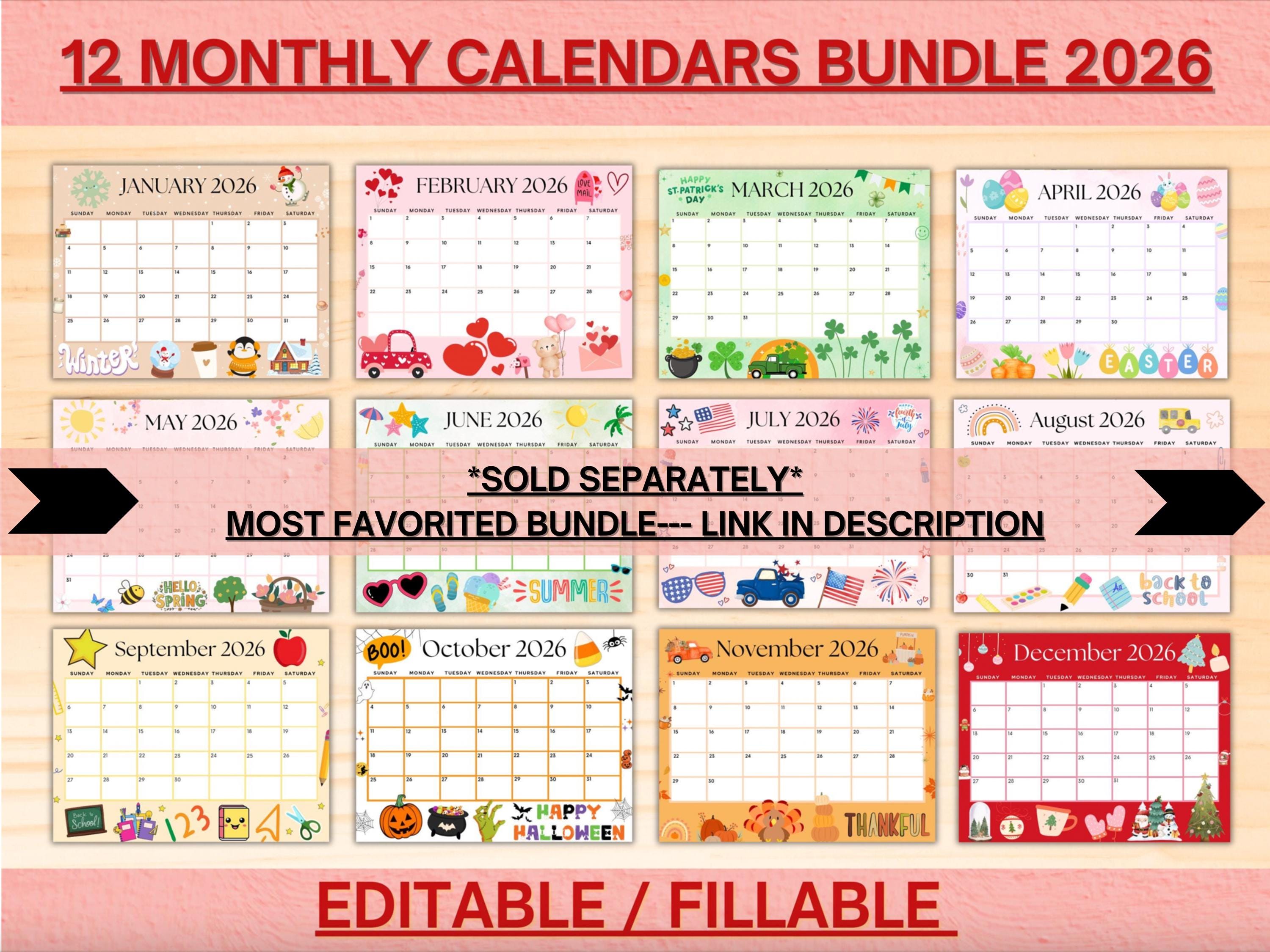 Editable July 2026 Calendar, Printable Calendar W/ Sunglasses and USA ...