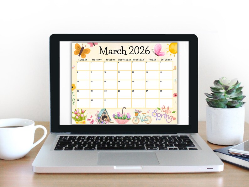 Editable March 2026 Calendar, Spring Printable Calendar W/ Butterflies ...