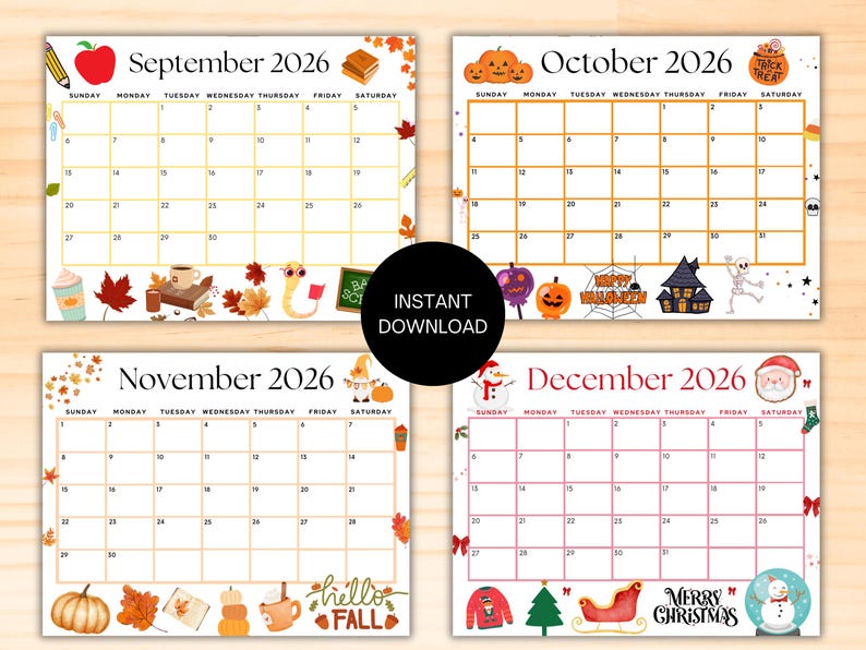 Editable 2026 Calendar Bundle- Printable Calendars- Cute Fillable ...