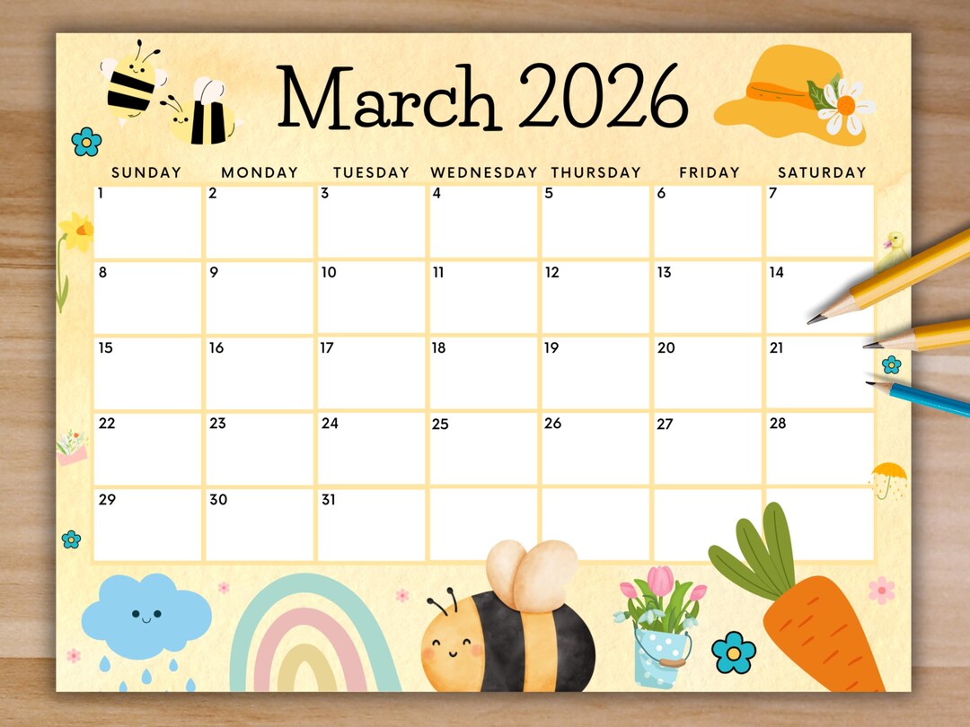 Editable March 2026 Calendar, Printable Calendar W/ Spring, Homeschool ...