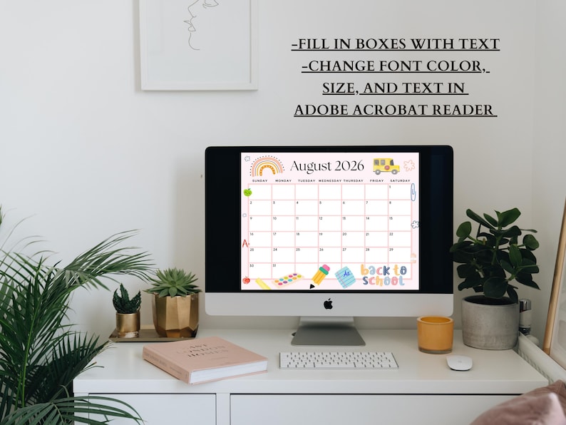 EDITABLE August 2026 Calendar, Printable Back to School Calendar W ...