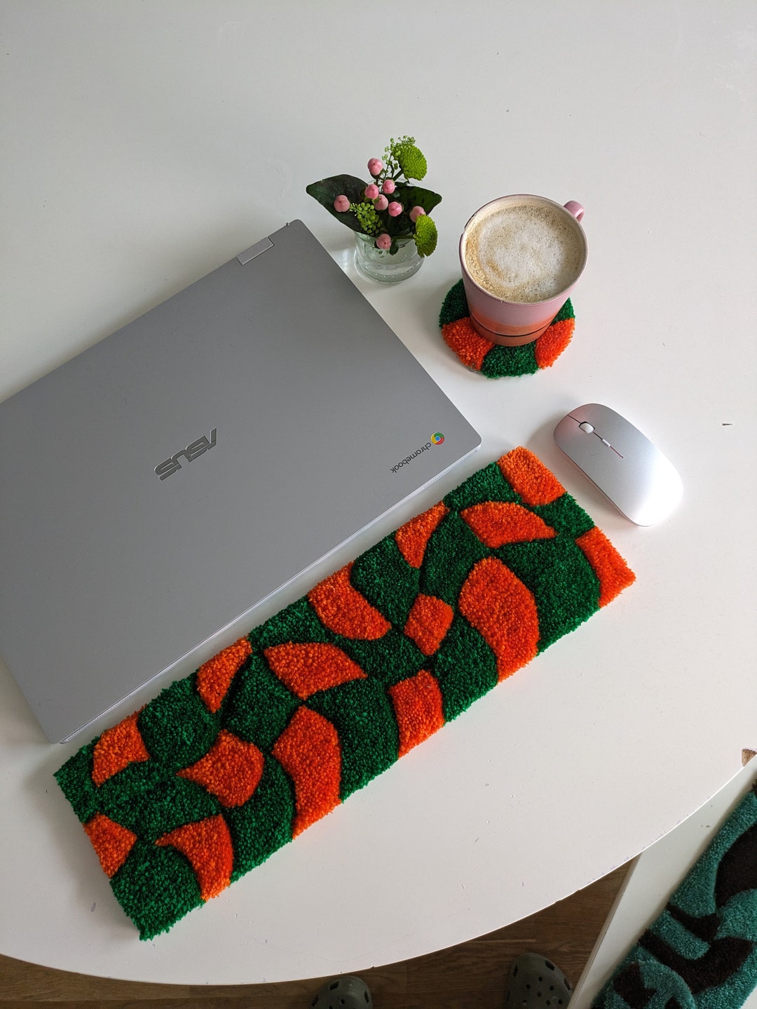 Keypad and Mug Coaster - Orange Green Checkboard - Etsy