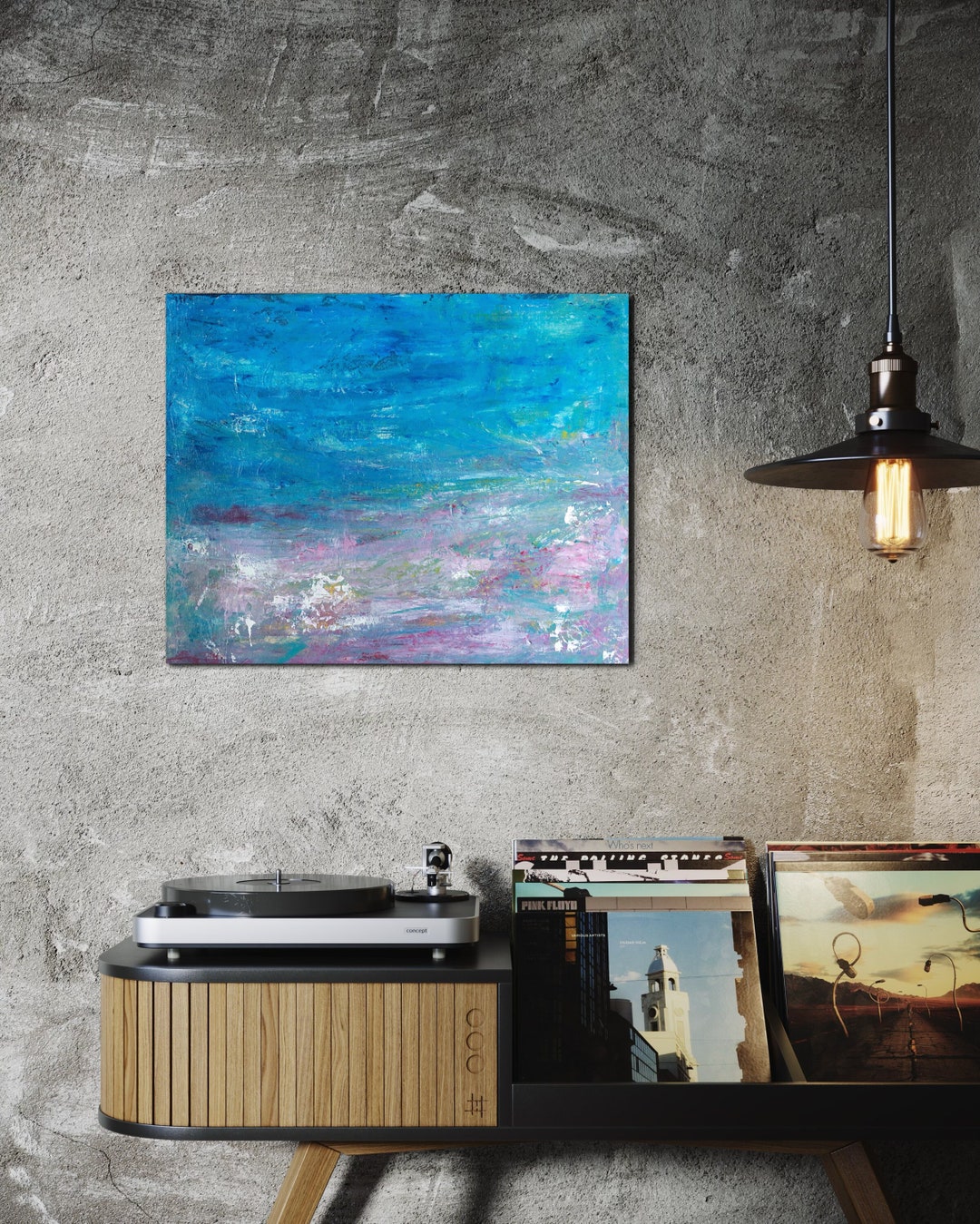 Abstract Acrylic Modern Art Glossy Metal Print, High Quality Authentic Art for Office Home Bar ...