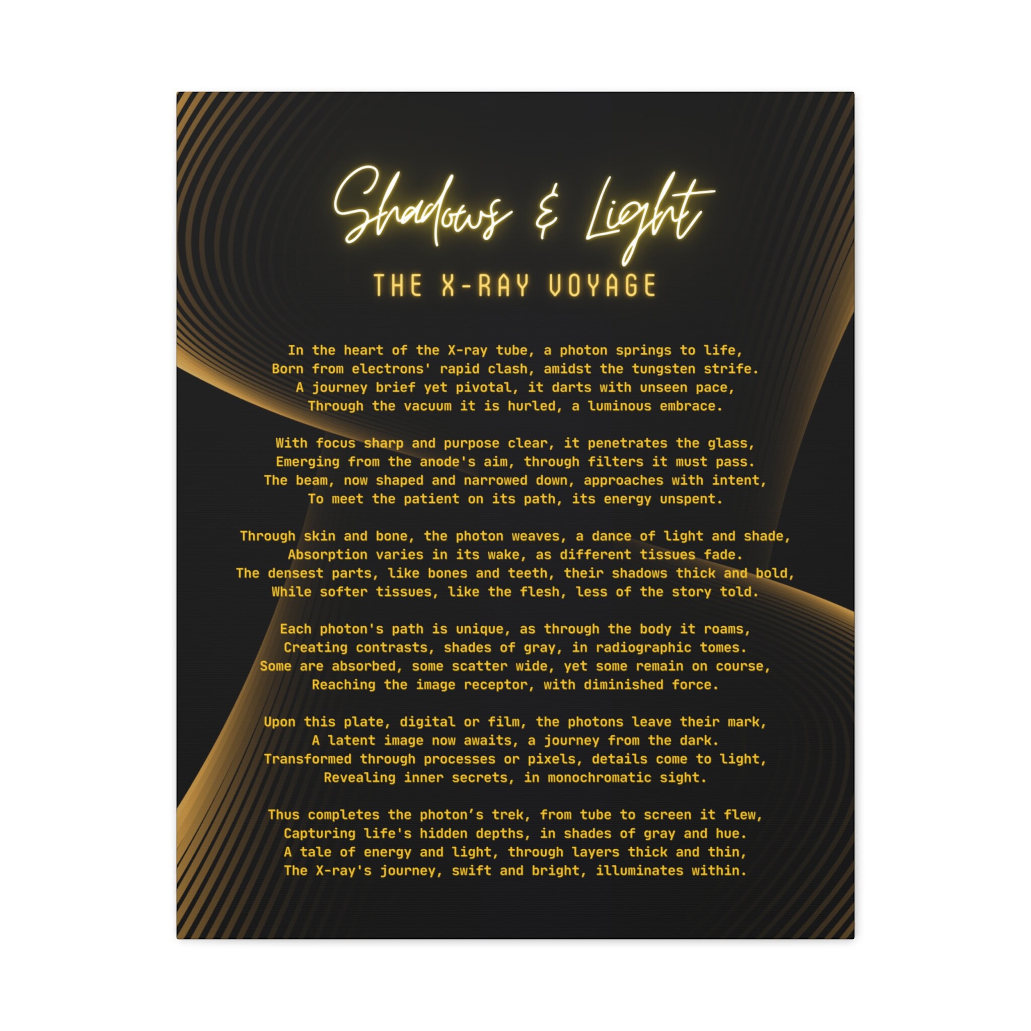 X-ray Photon Poem | X-ray Art | Radiology Gifts | X-ray School ...