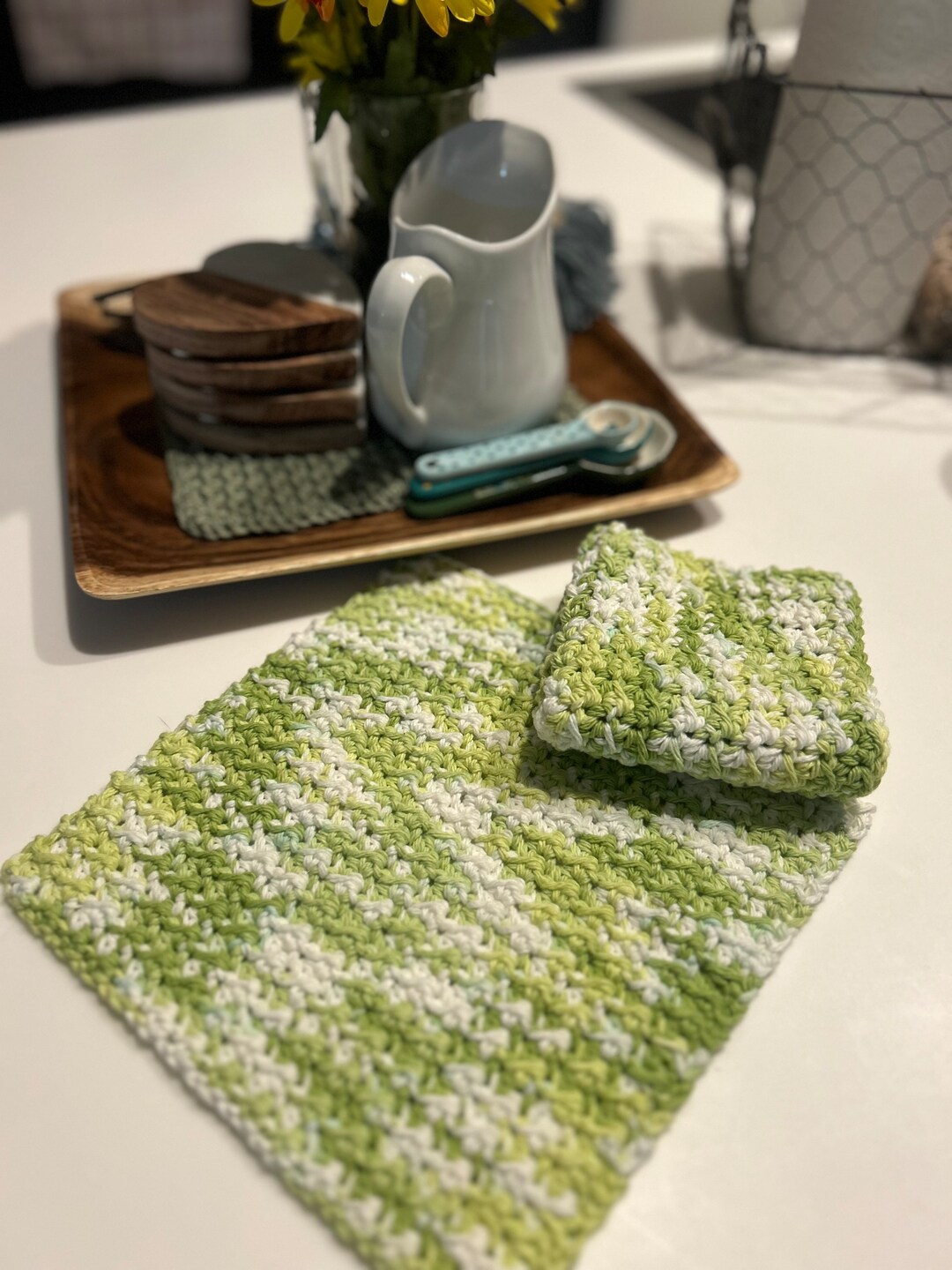 Green Wash Rag Set (2) - Etsy