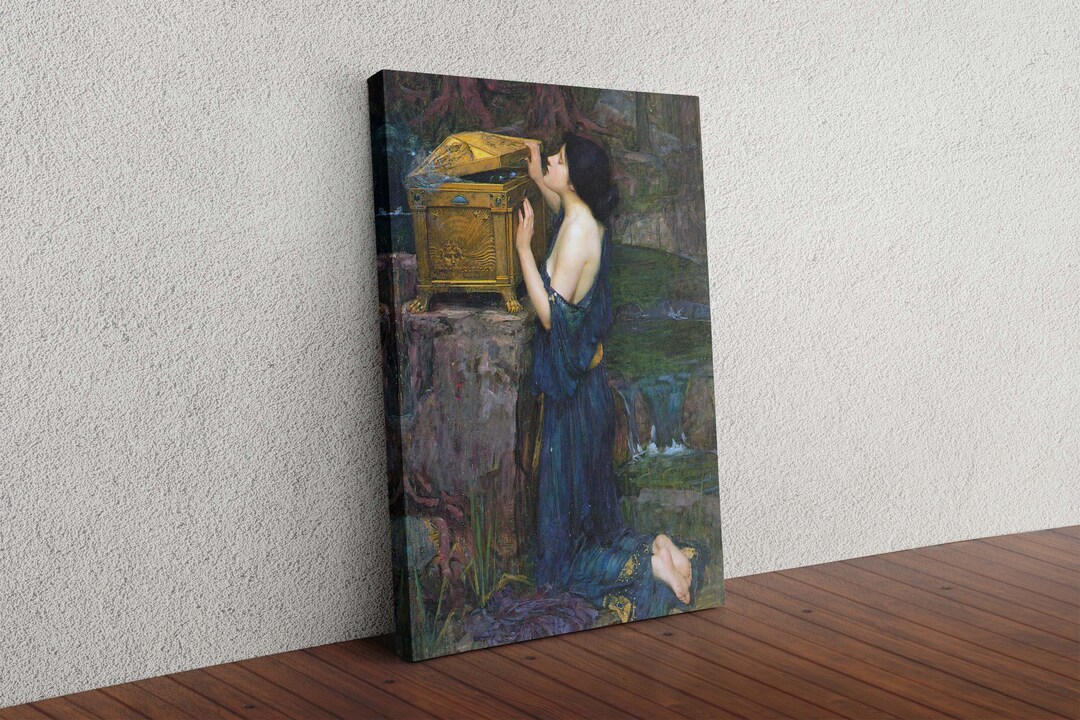 John William Waterhouse Pandora Large Gallery Framed Canvas Wall Art ...