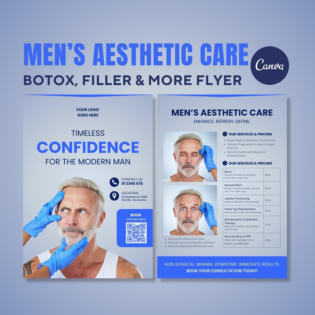 Men’s Botox Dermal Filler Price List | Male Aesthetic Treatment Flyer ...