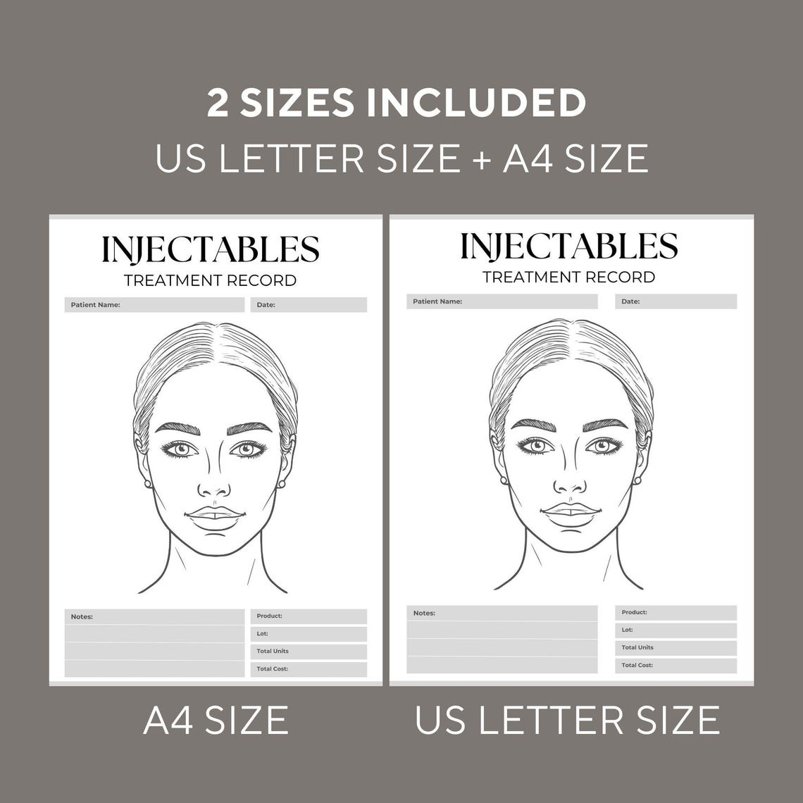 Injectables Treatment Record, Botox and Dermal Filler Treatment Record ...