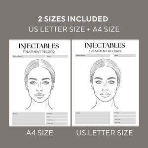 Injectables Treatment Record: Botox & Dermal Filler Form (A4 + US ...