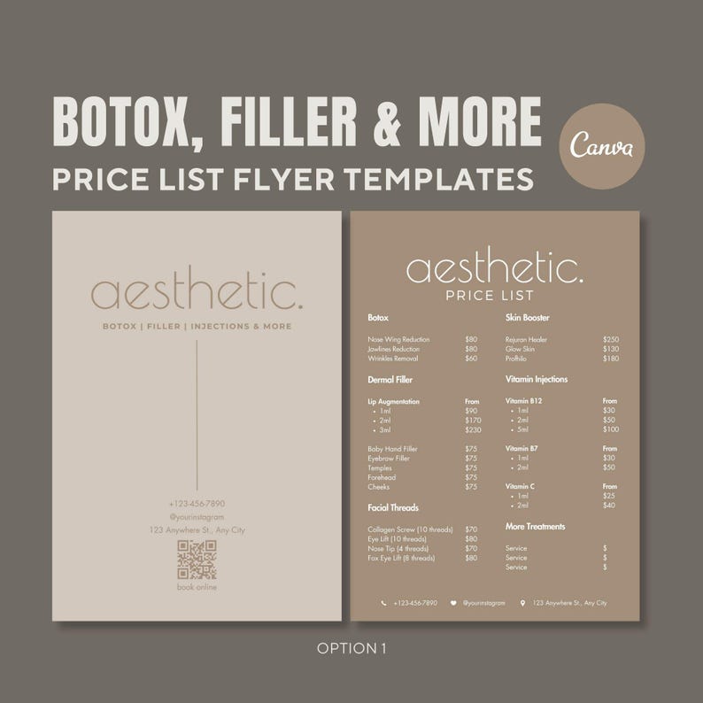 Clinic Price List Flyer | Botox, Filler (canva Editable) - Etsy