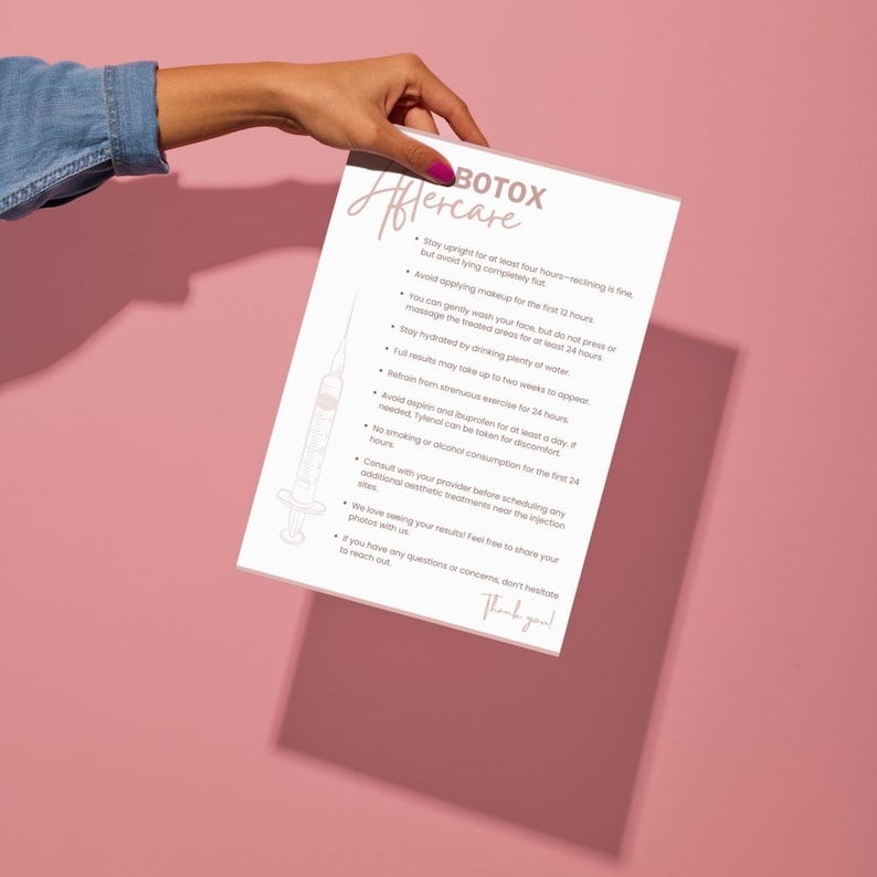 Botox Aftercare Card | Botox Post Treatment Instructions | Nurse ...