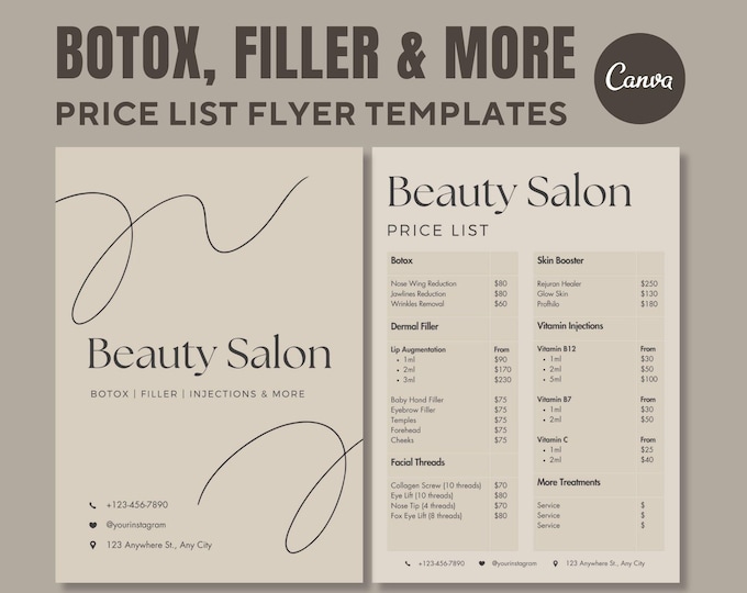 Beauty Salon Price List Flyer | Botox Filler Price List Template ...