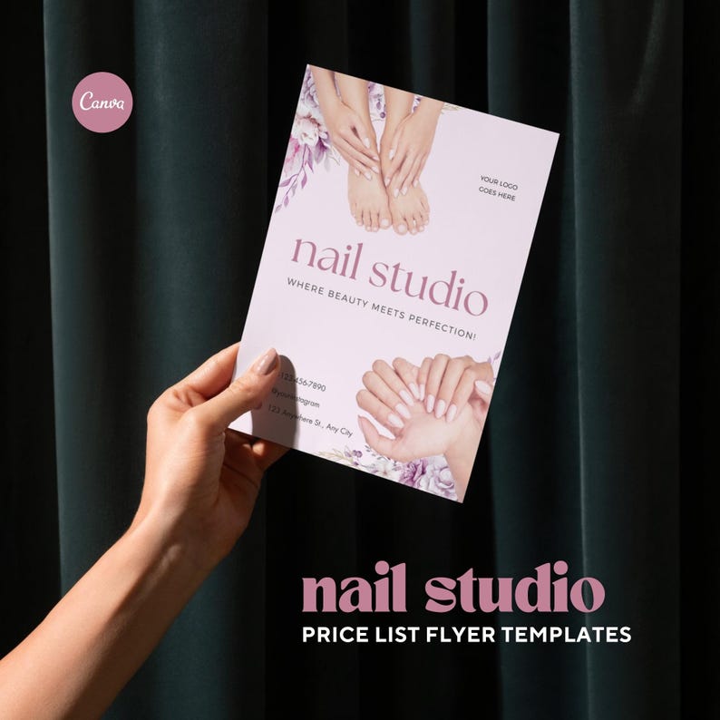 Nail Studio Price List Flyer Design Templates | Nail Salon Menu Flyer ...