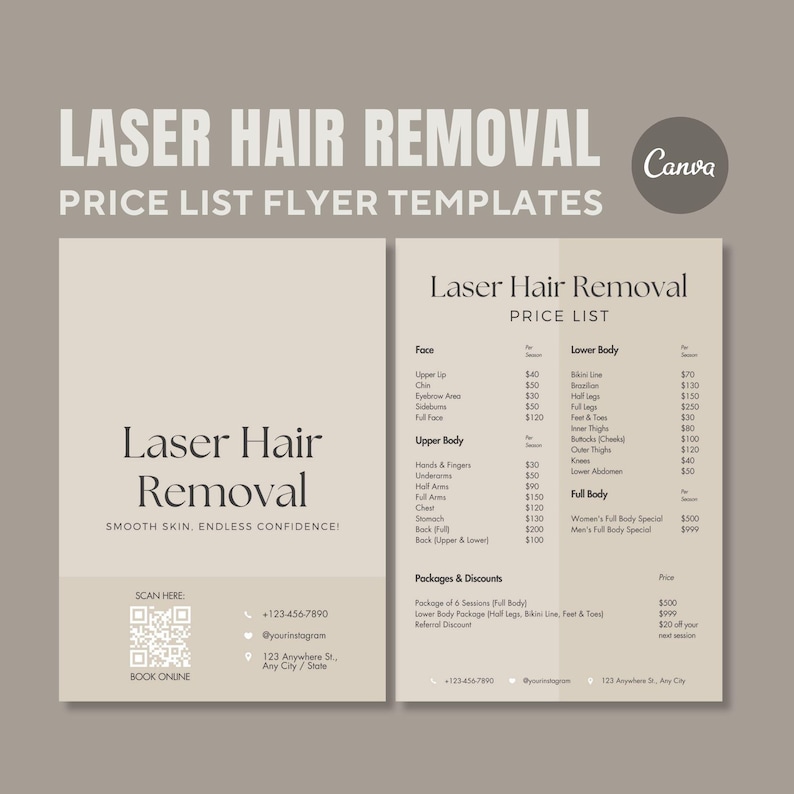 Laser Hair Removal Price List Flyer | Laser Clinic Flyer Template ...
