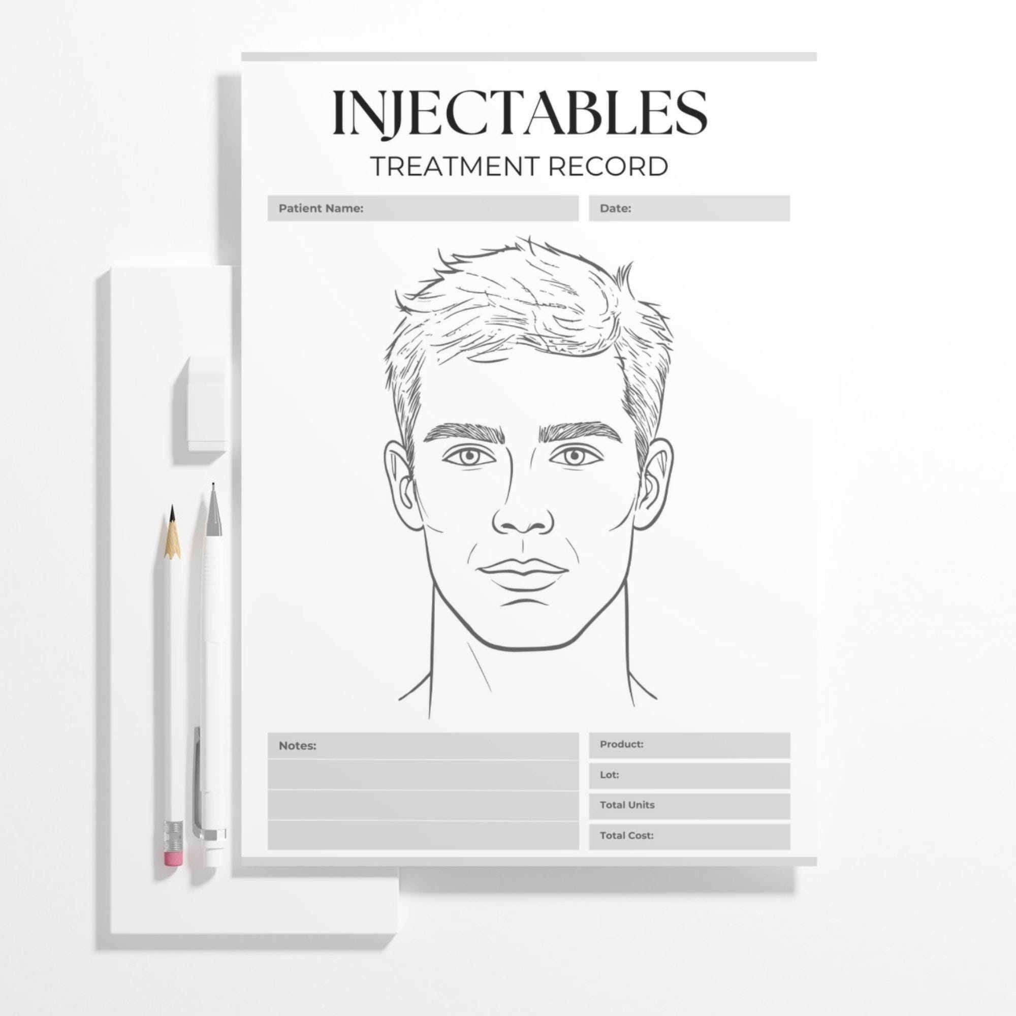 Injectables Treatment Record, Botox and Dermal Filler Treatment Record ...