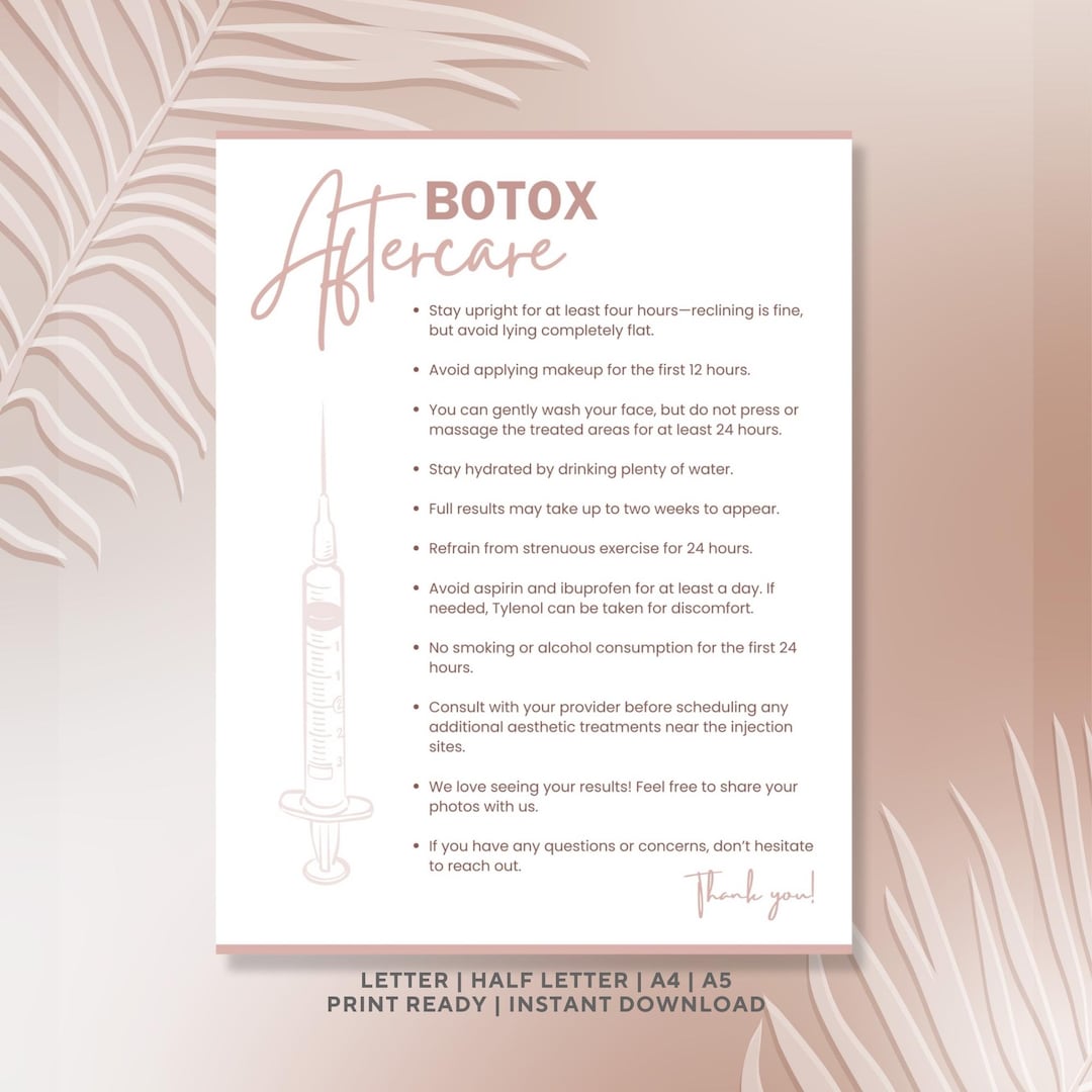 Botox Aftercare Card | Botox Post Treatment Instructions | Nurse ...