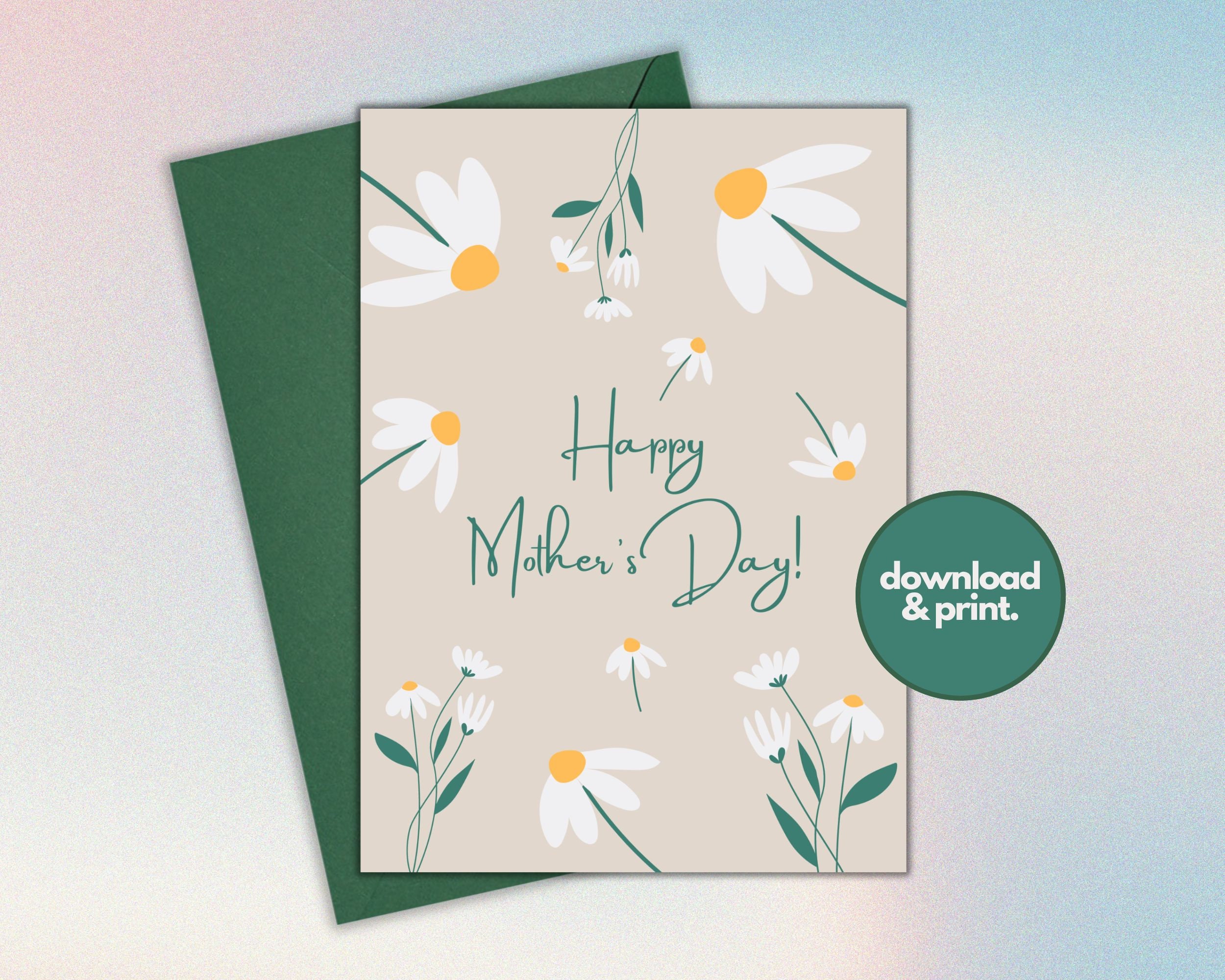 Happy Mother's Day Printable Card / Daisy Card Template / Instant ...