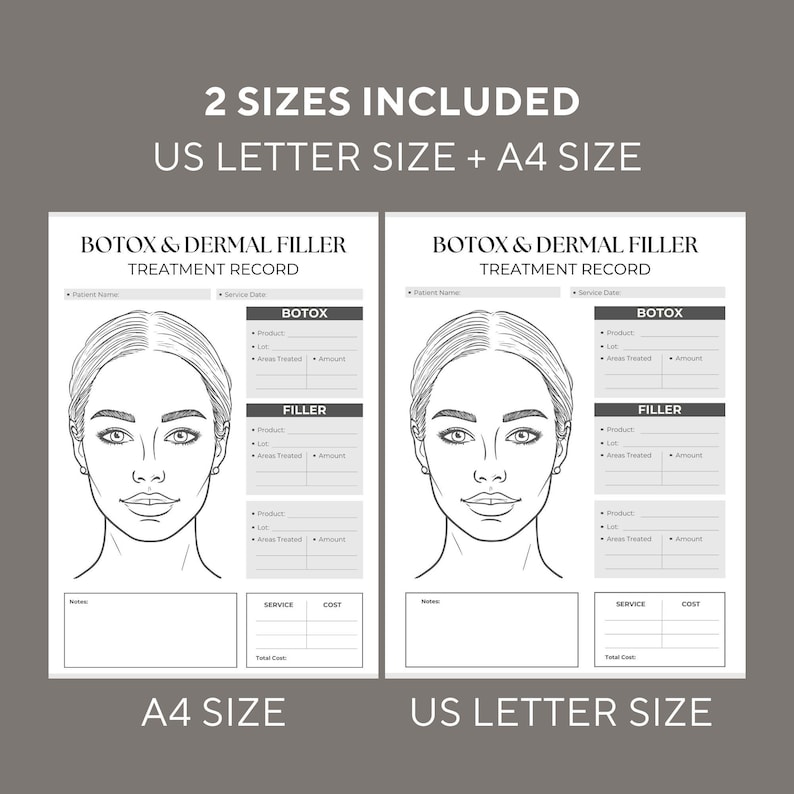 Botox & Dermal Filler Treatment Record: Nurse Injector Form (PDF) - Etsy