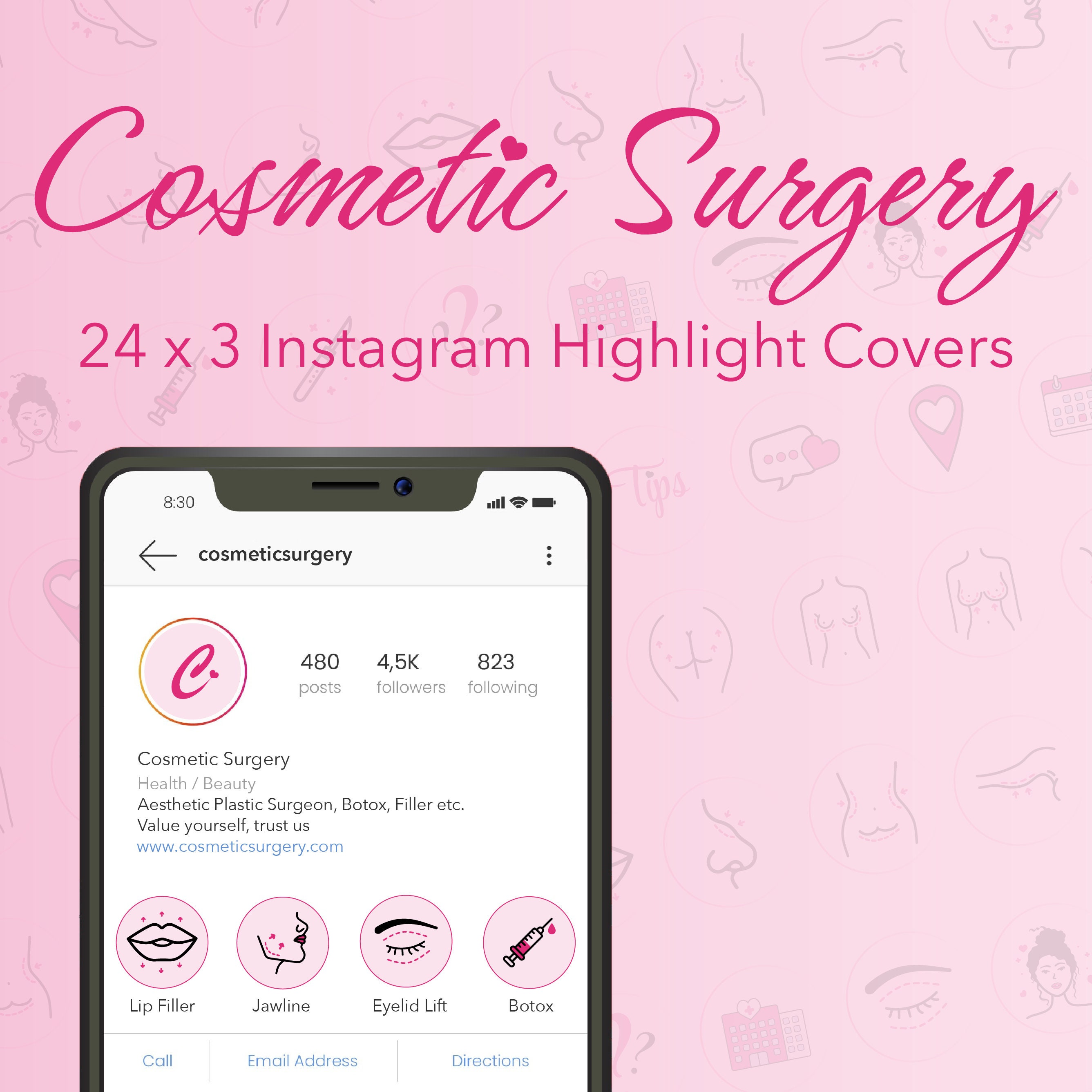 Cosmetic Surgery Instagram Highlight Icons Plastic Surgery Highlights ...