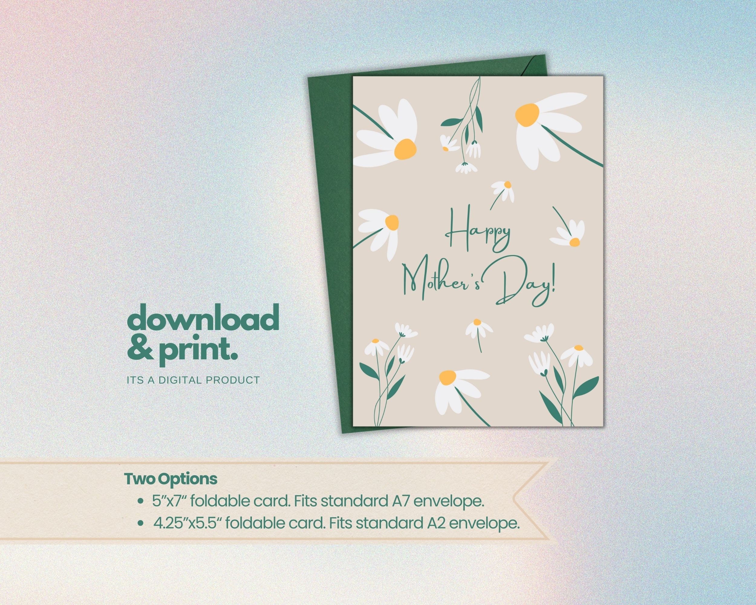 Happy Mother's Day Printable Card / Daisy Card Template / Instant ...