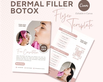 Botox Dermal Filler Flyer Template – Editable Canva Design, Pink ...