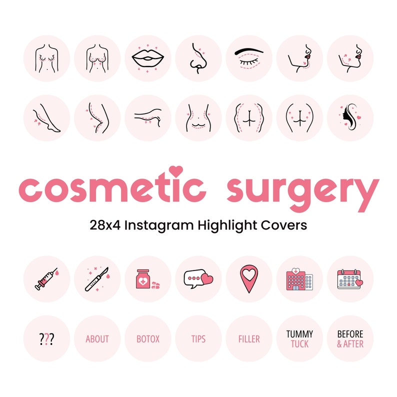 Cosmetic Surgery Instagram Highlight Icons: Botox, Fillers (canva ...